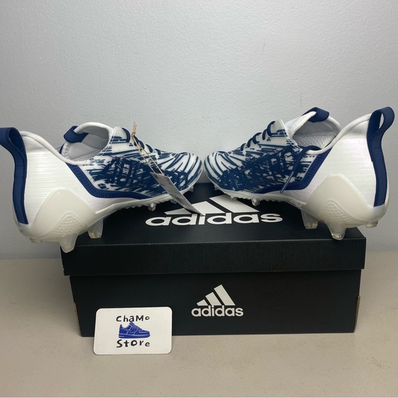adidas | Shoes | Adidas Adizero Football Cleats White Navy Blue Shoes ...